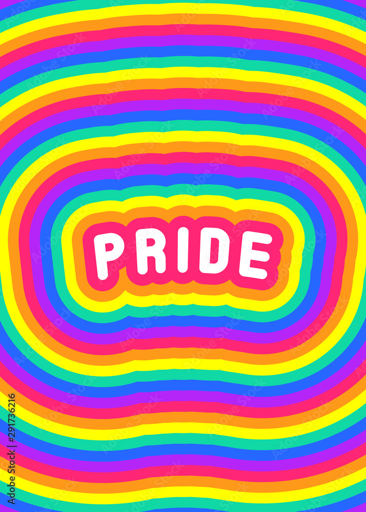 Word “Pride” with wavy rainbow-colored shades. Creative LGBT poster ...