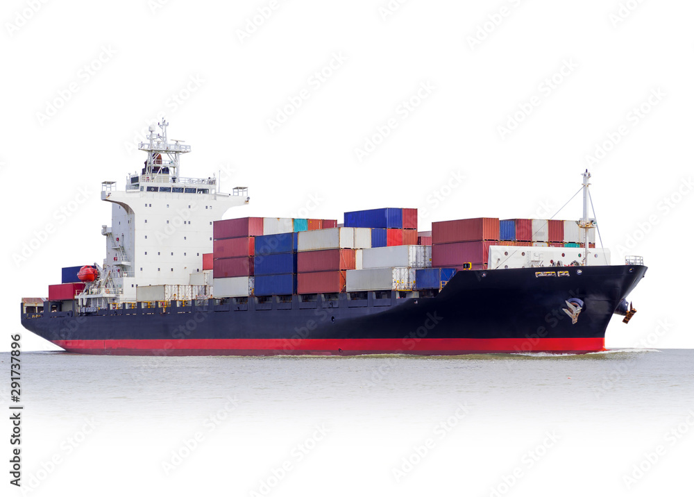Container Cargo ship on white background Stock Photo | Adobe Stock