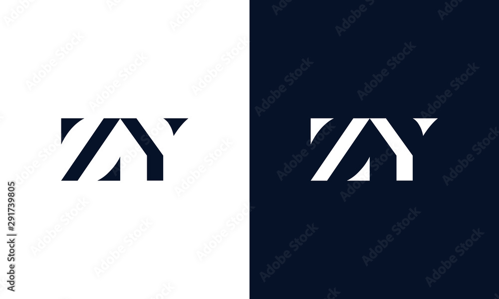 Minimalist abstract letter ZY logo. This logo icon incorporate with two ...