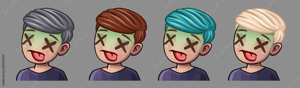 Emotion icons sick boy for social networks and stickers. Vector ...