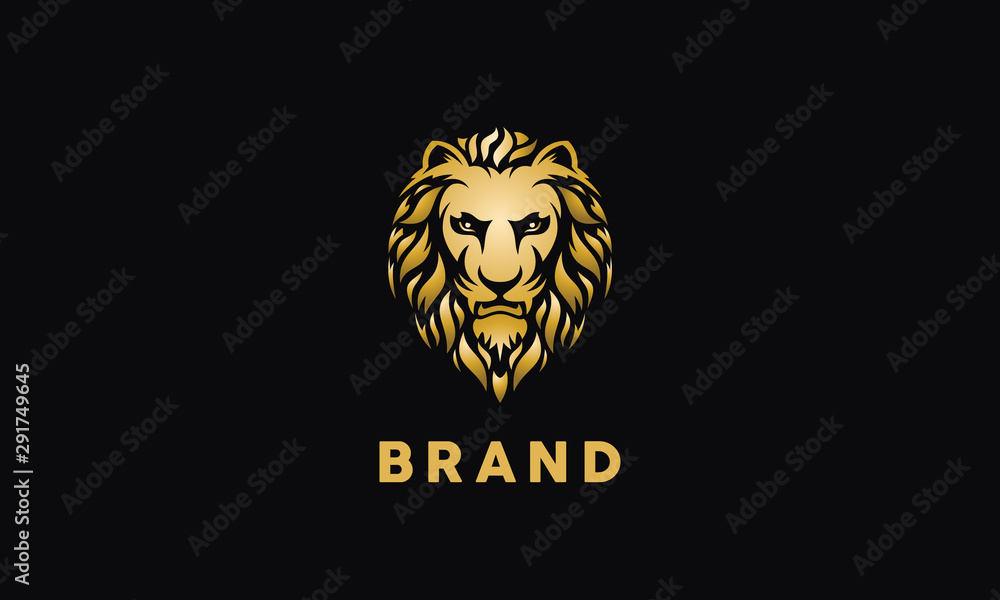 Lion vector logo constructed using golden effect. Gold lion logo ...