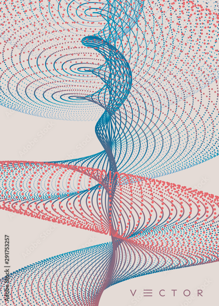 Sound Waves Big Data Visualization Array With Dynamic Particles Abstract Grid Design 3d