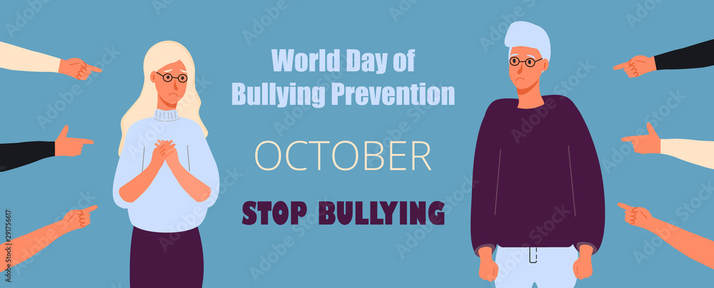 World day of Bullying Prevention in October. Victim scene in society ...