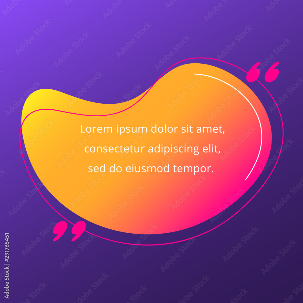 Quote blank frame vector template. Pink and yellow gradient speech ...