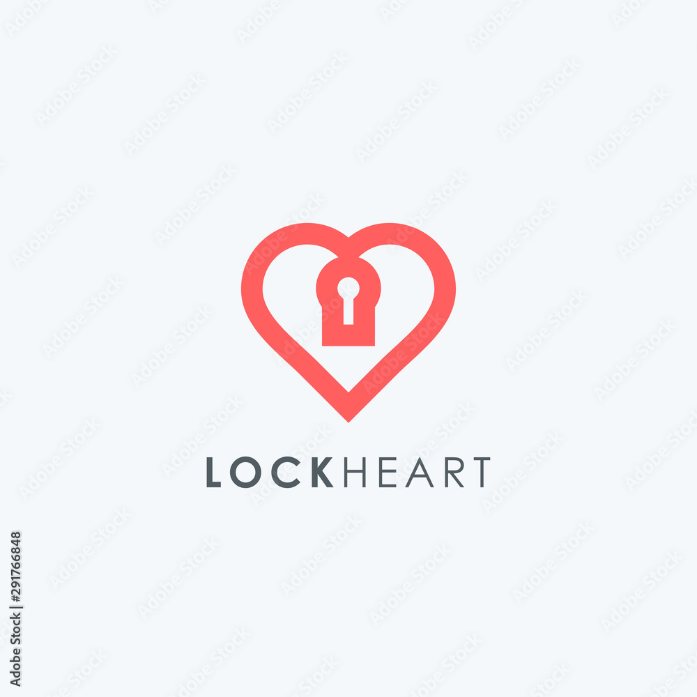 Heart lock logo design. Love security icon vector Stock Vector | Adobe ...