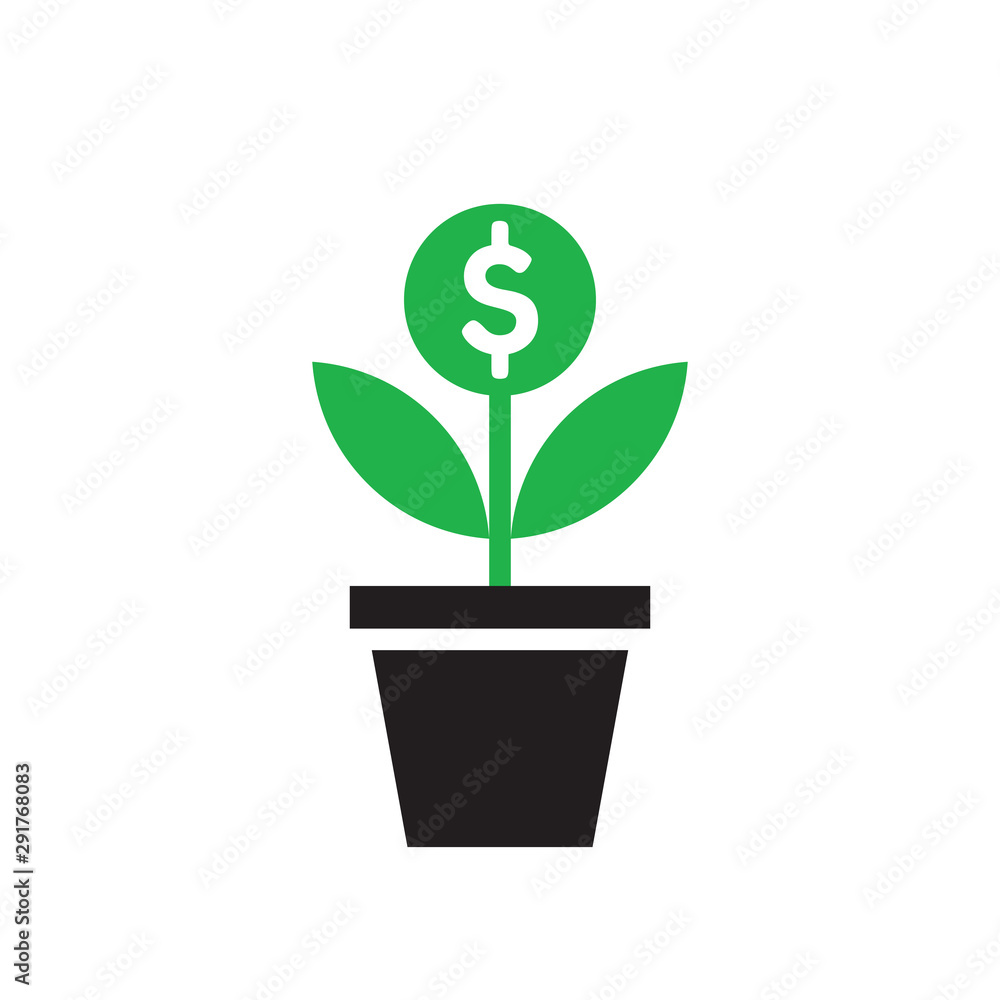 Dollar plant sprout growth - concept icon design. Success investment ...