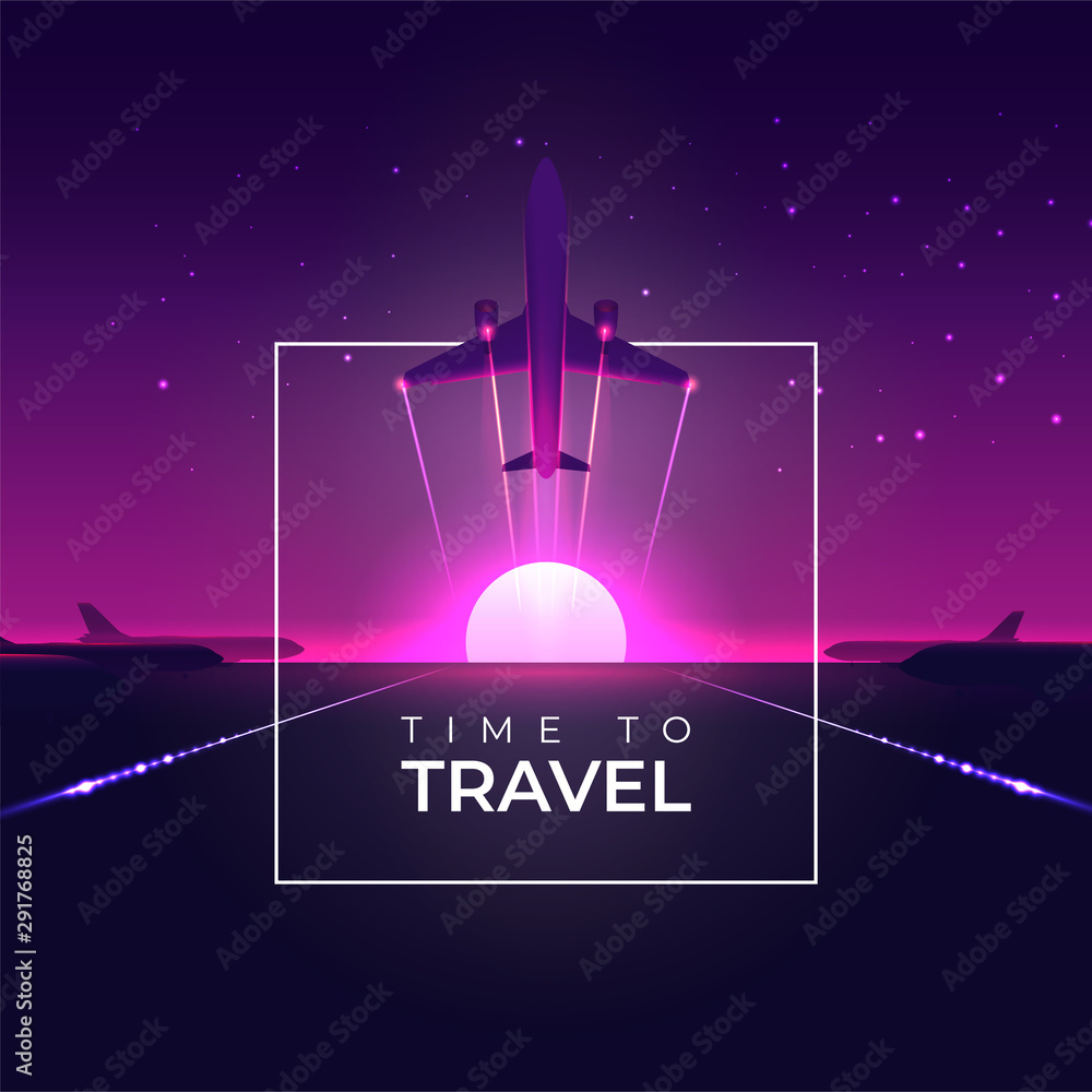 Time to travel. Vacation squared flyer poster template. Vector ...