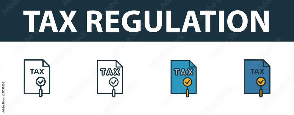 Tax Regulation icon set. Premium symbol in different styles from ...