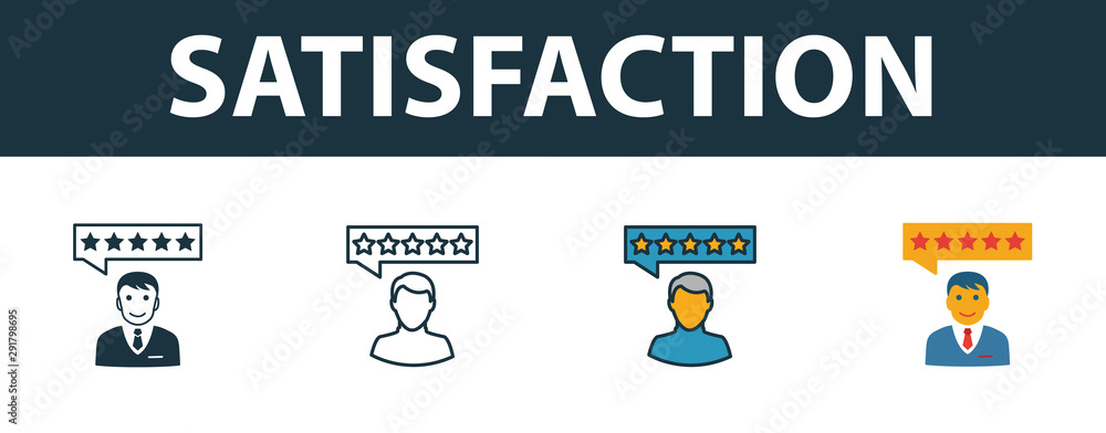 Satisfaction icon set. Premium symbol in different styles from customer ...
