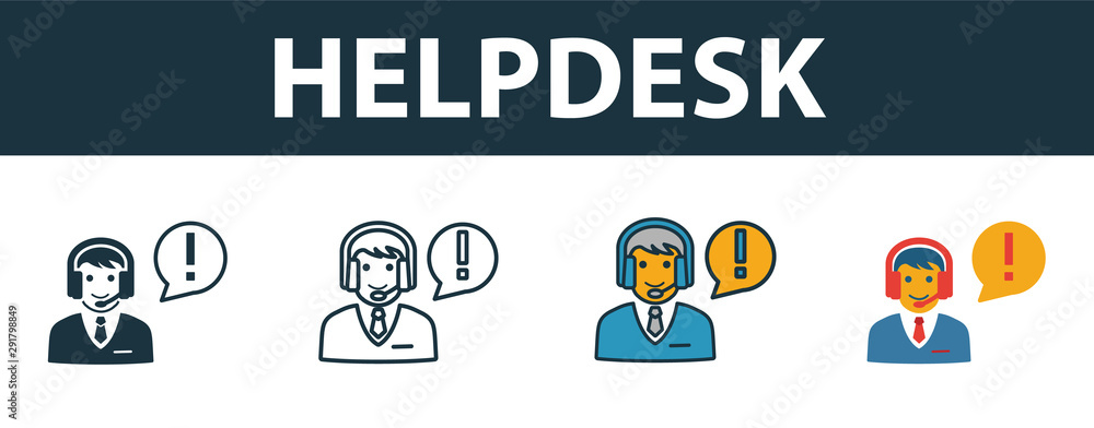 Helpdesk icon set. Premium symbol in different styles from customer ...