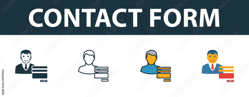 Contact Form icon set. Premium symbol in different styles from customer ...