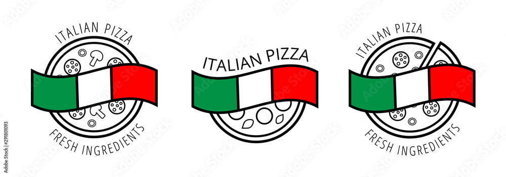 Vector pizza logos with sample text for food company products, cafe ...