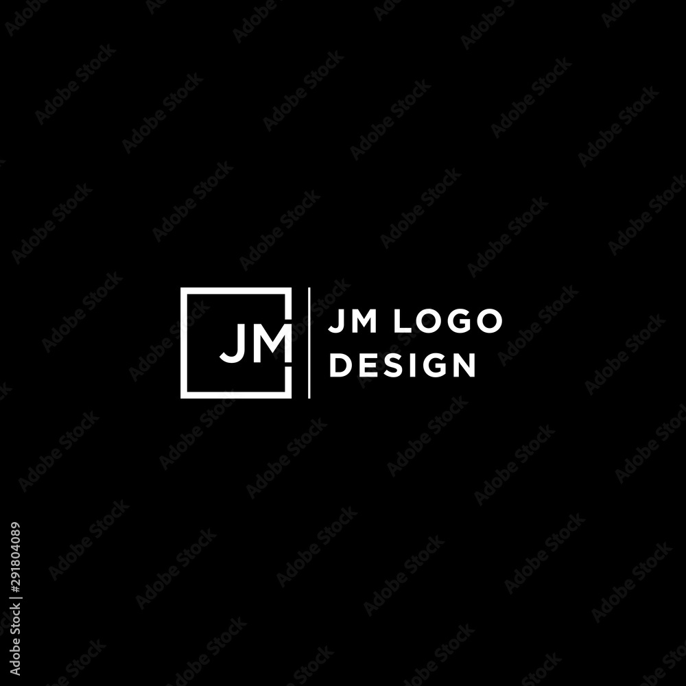 JM Letter Logo Design with white square and Sans Serif Font Vector ...