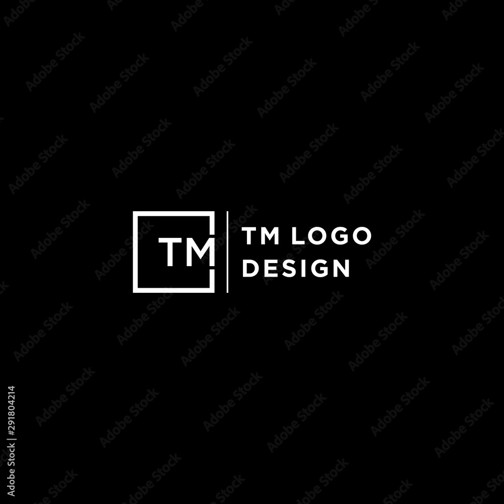 TM Letter Logo Design with white square and Sans Serif Font Vector ...
