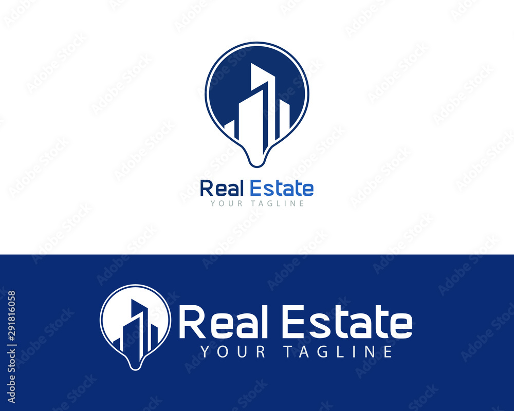 Map Location Real Estate logo Design Template Stock Vector | Adobe Stock