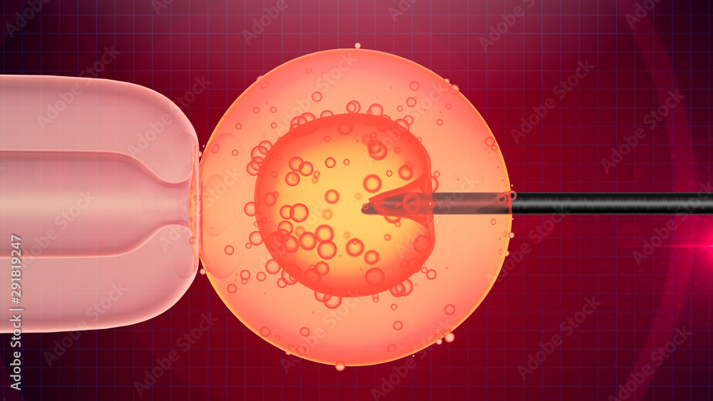 Cell disease and illness concept. Cell injection animation on red ...