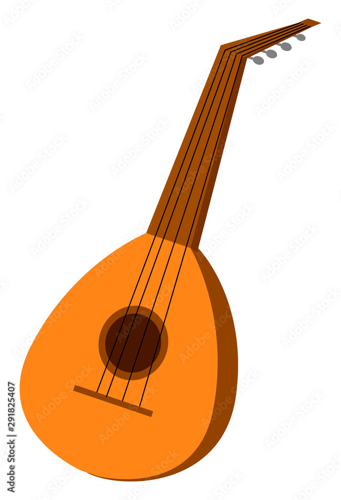 Small lute, illustration, vector on white background. Stock Vector ...