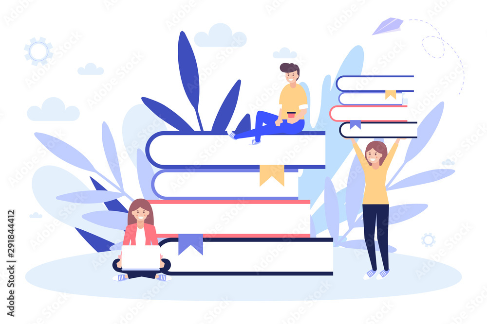 Education online. Learning concept. Cartoon flat vector illustration ...