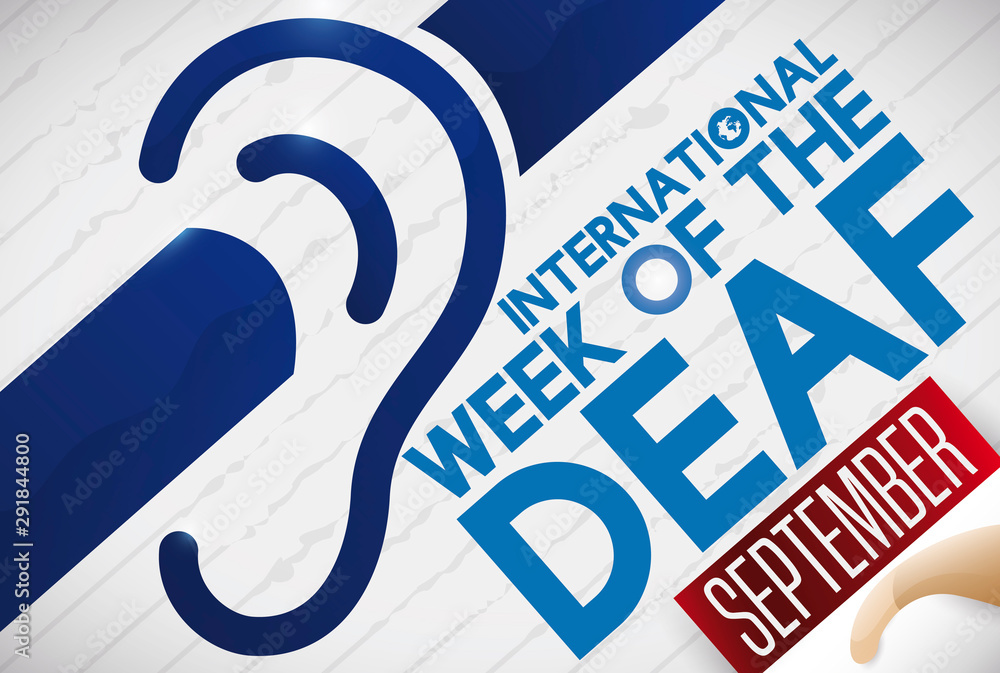 Deafness Symbol, Hearing Aid and Calendar for Deaf's Week, Vector ...
