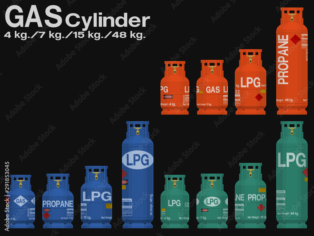 Set of gas cylinder on transparent background Stock Vector | Adobe Stock