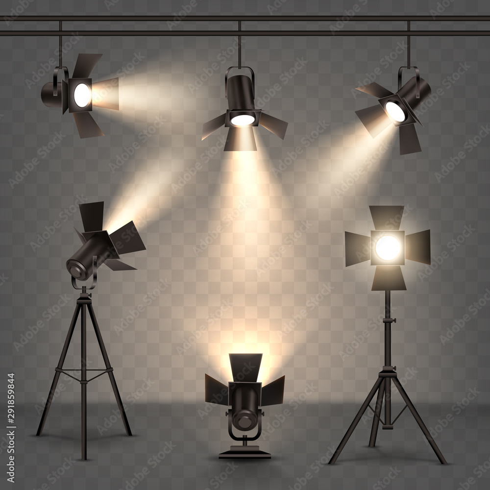 Spotlights realistic vector set Stock Vector | Adobe Stock