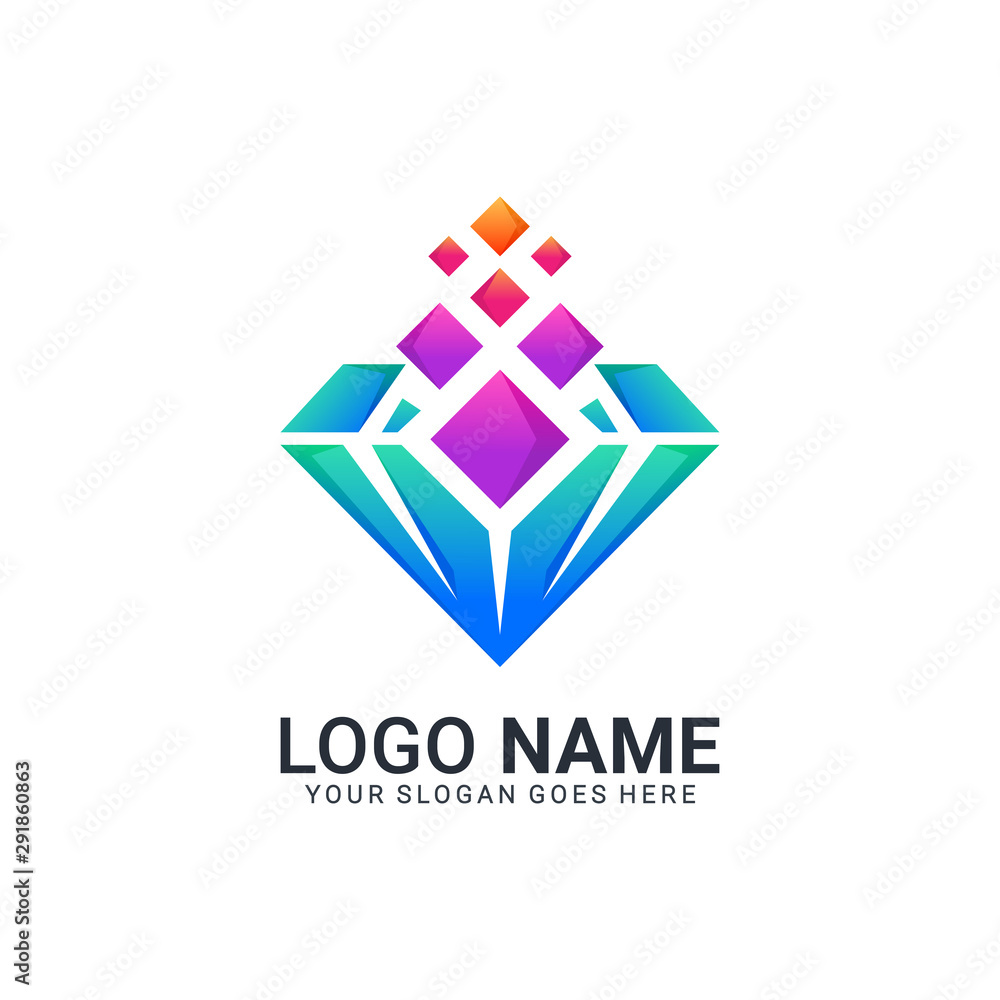 Modern diamond digital mining logo. Editable logo design Stock Vector ...