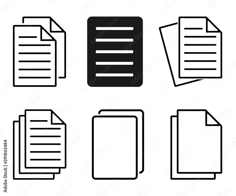 Paper Icon Set, File Duplicate Icon, Document Icon Vector Illustration ...