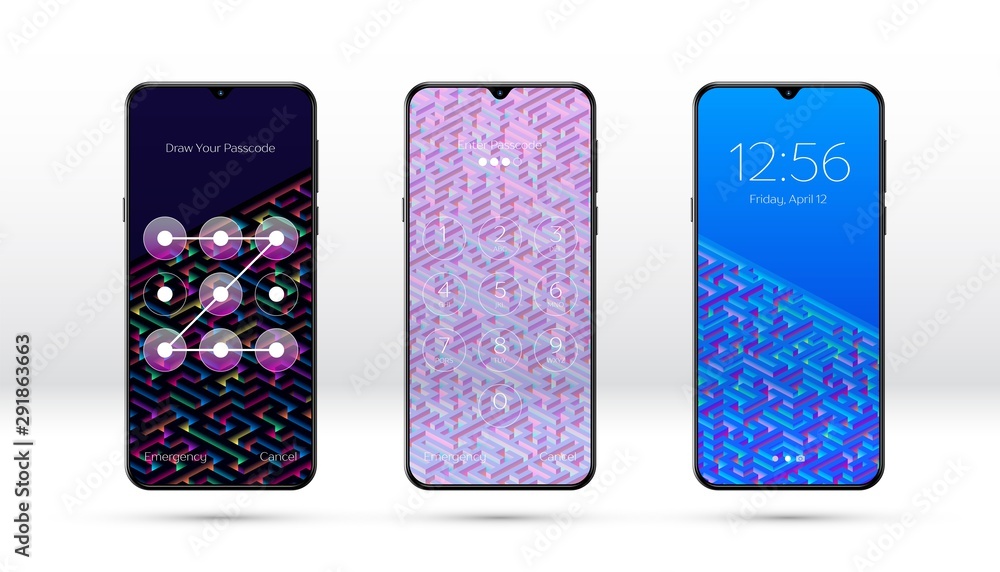 Smartphone lock screen background with abstract maze or labyrinth ...