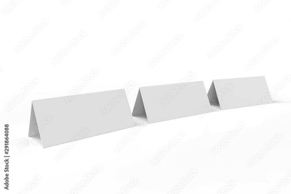 Blank table card set mockup for design uses, triangular paper card for ...