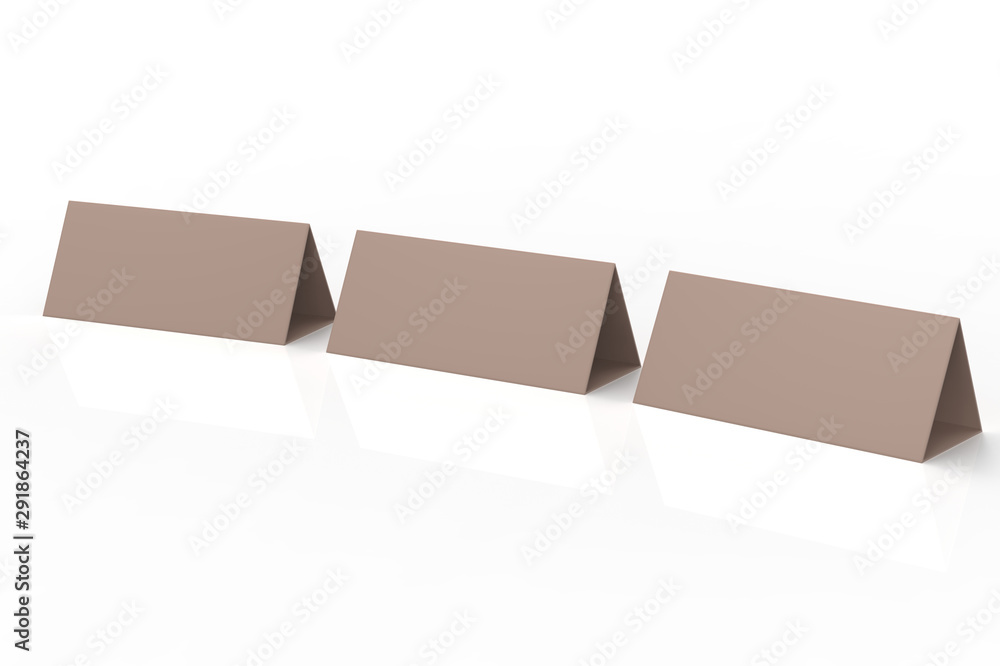 Blank table card set mockup for design uses, triangular paper card for ...