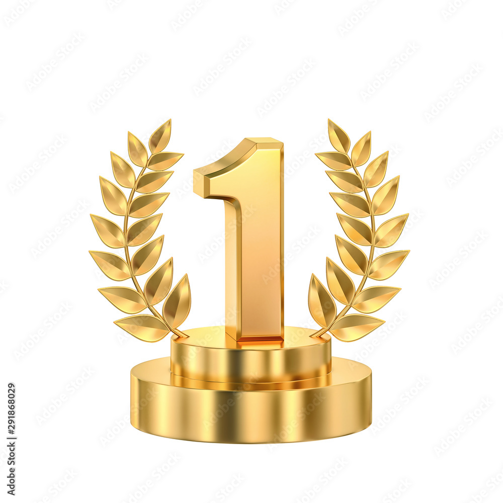 First place, golden trophy with laurel wreath, clipping path included ...