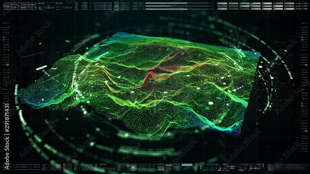 Advance motion graphic holographic terrain environment, geomorphology ...