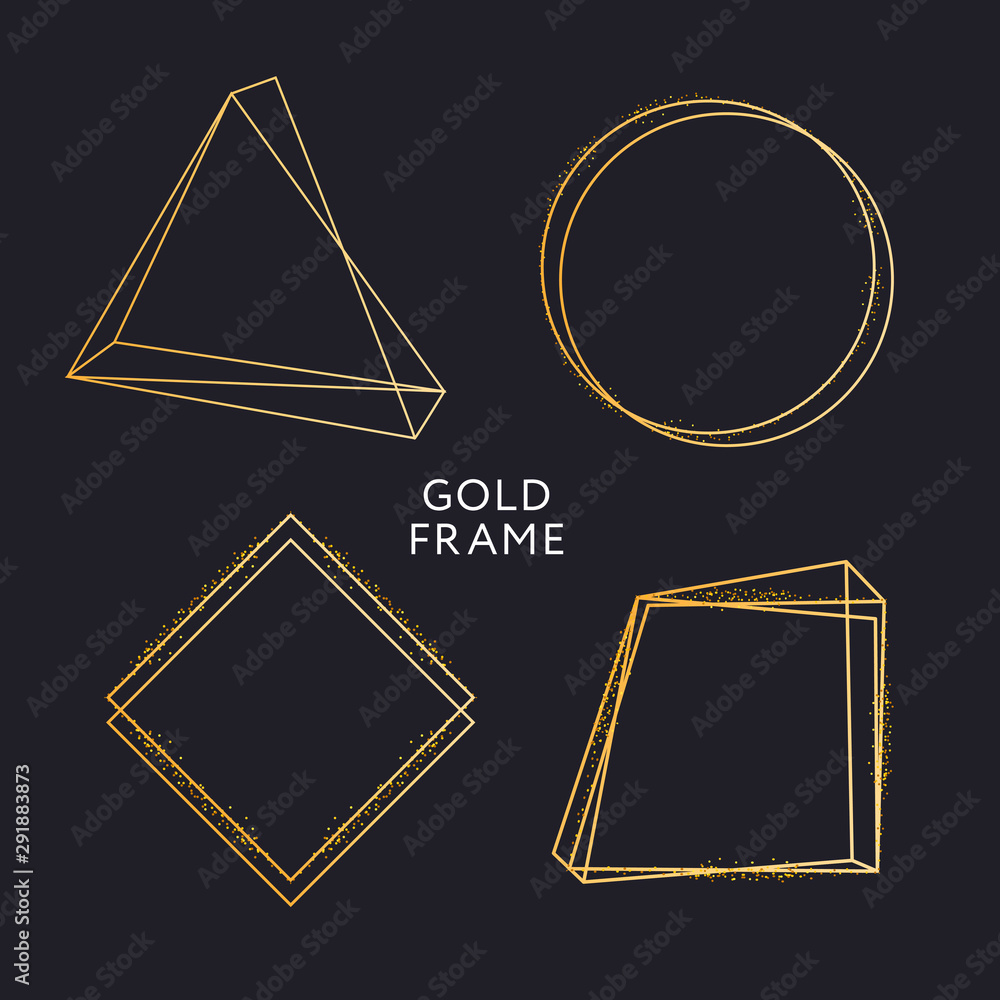 Gold frame decor isolated Vector shiny gold metallic gradient border ...