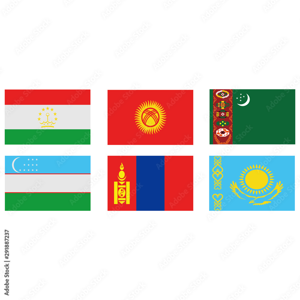 flags of countries flag in central asia icon set vector design symbol ...