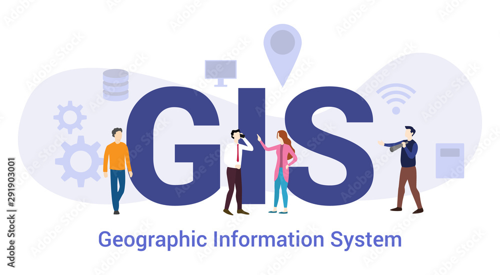 gis geographical information system technology concept with big word or ...