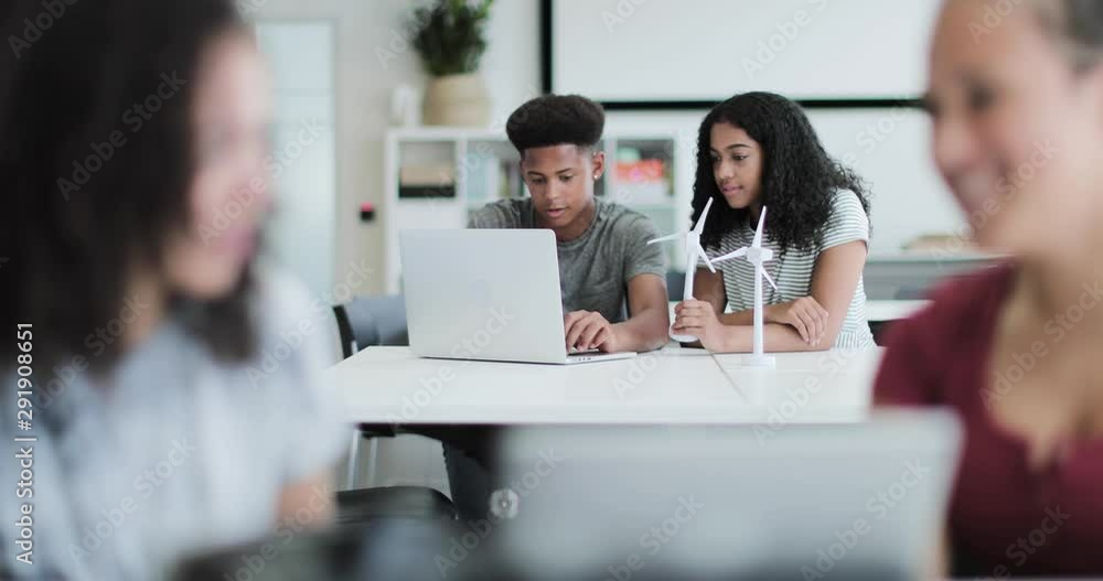 High school students studying renewable energy Stock Video | Adobe Stock