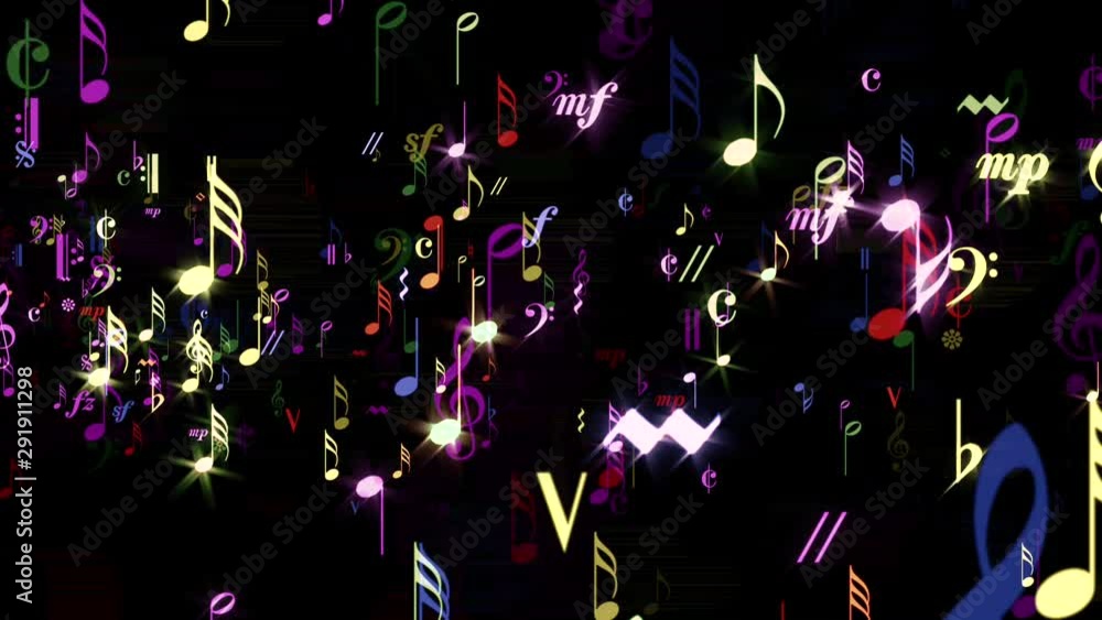 Vidéo Stock Colorful rainbow music notes streaming from screen ...