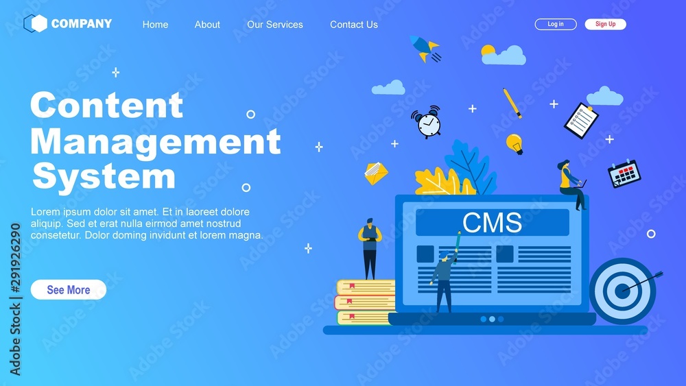 Website or landing page of Content management System with Tiny People ...