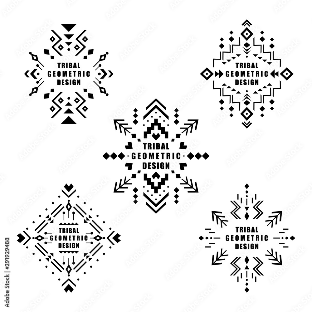 Aztec vector elements. Set of ethnic hand drawn ornaments. Tribal ...