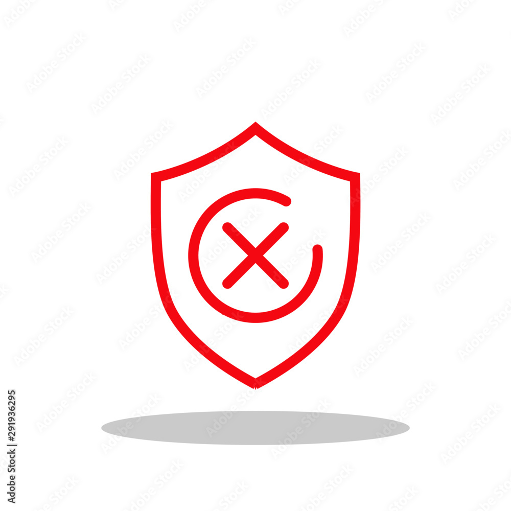 Unsecured icon in trendy flat style. Broken protection symbol for your ...