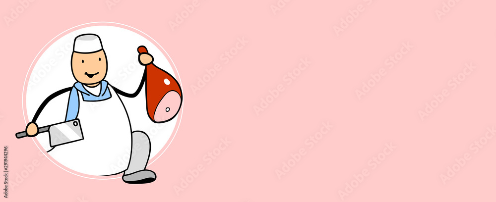 Cartoon Metzger oder Fleischer rennt für Lieferung Stock Illustration ...