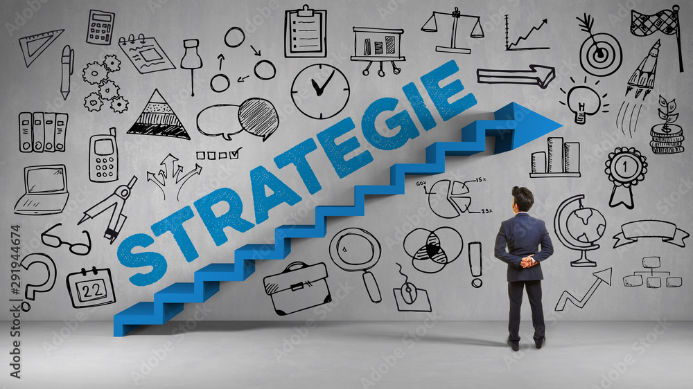 Strategie Konzept mit Treppe und Geschäftsmann Stock Illustration ...