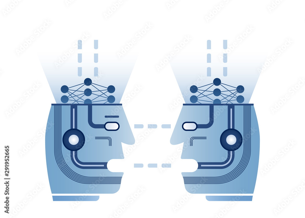 Artificial intelligence, deep learning, machine learning design concept ...
