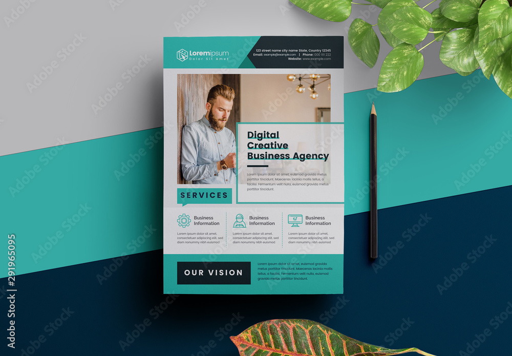 Teal Corporate Flyer Layout Stock Template | Adobe Stock