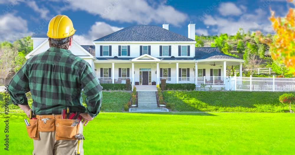 4k Contractor Facing Custom House Facade Drawing Transitioning to ...