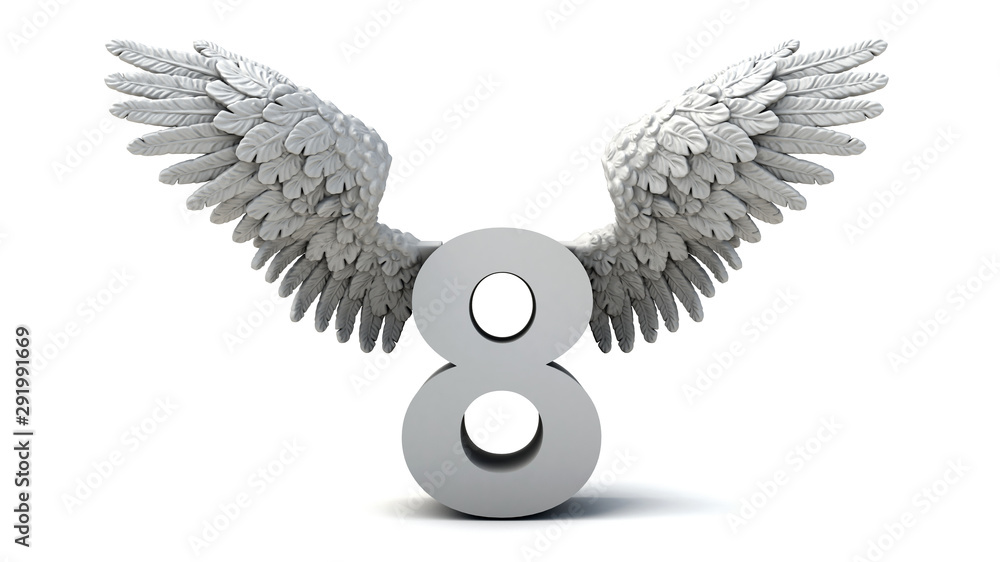 3D illustration of number 8 with wings Stock Illustration | Adobe Stock