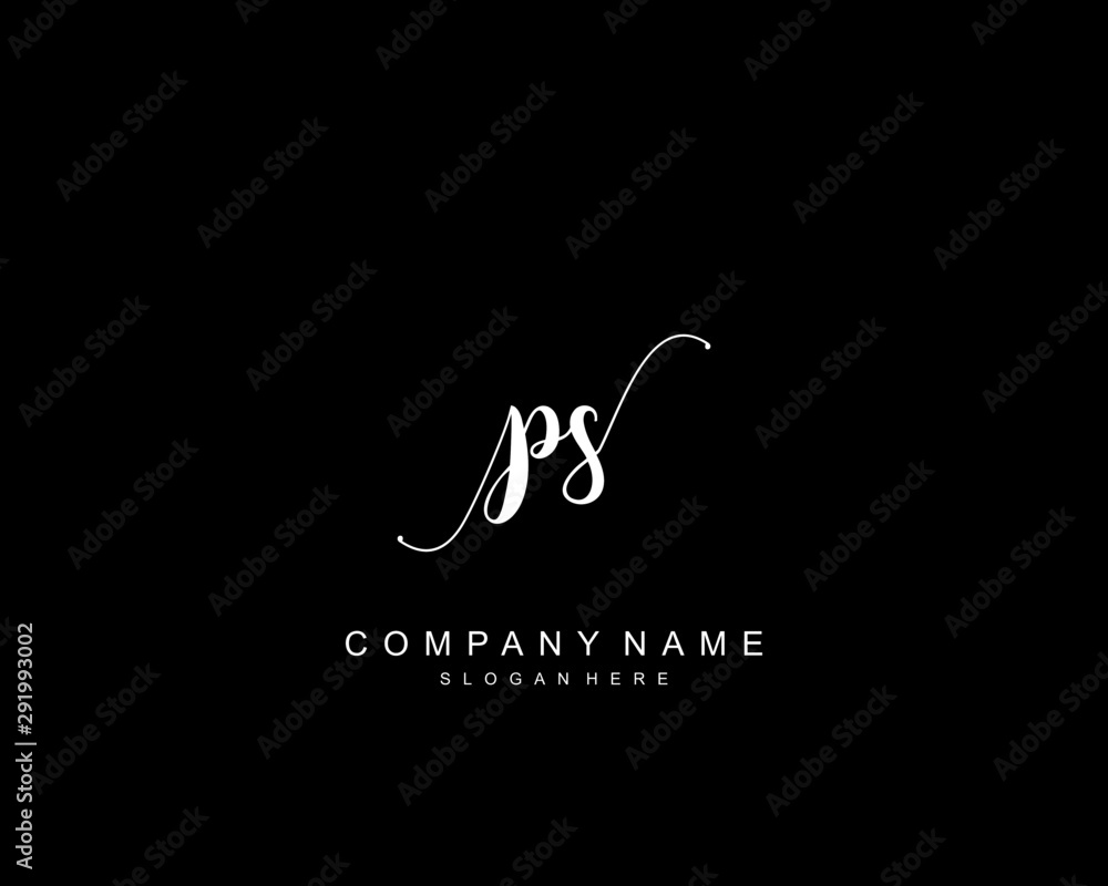 Initial PS beauty monogram and elegant logo design, handwriting logo of ...