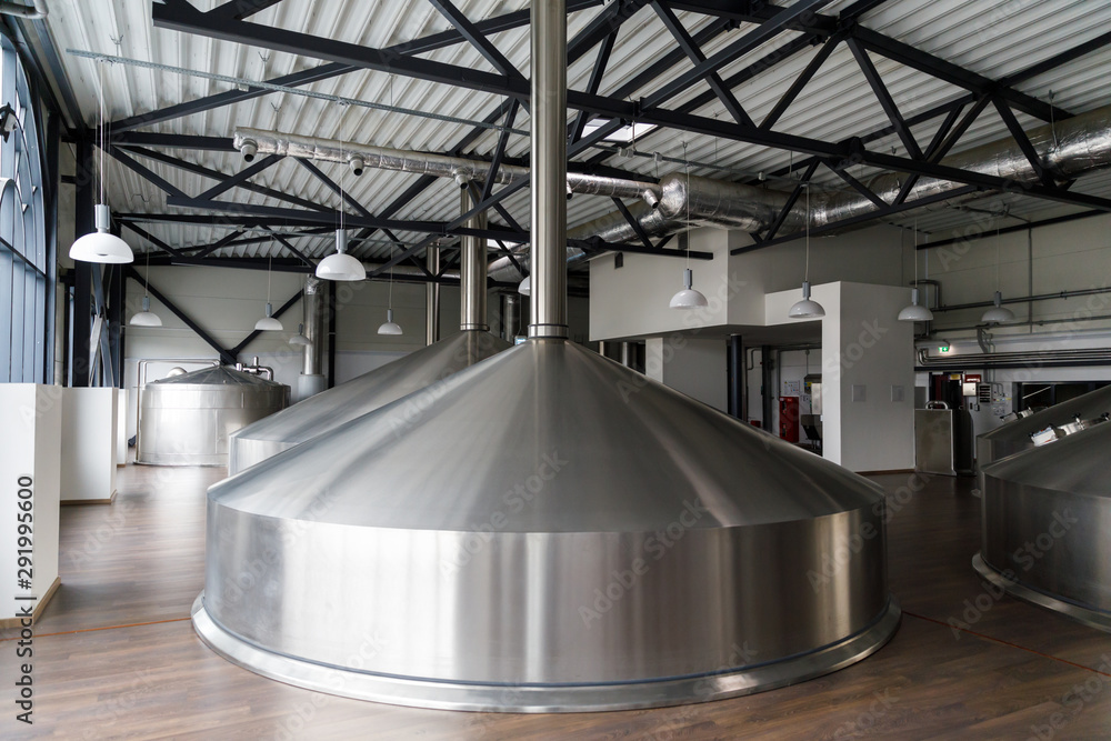 Large Metal Vats inside the brewery used as Fermentation tanks in the ...