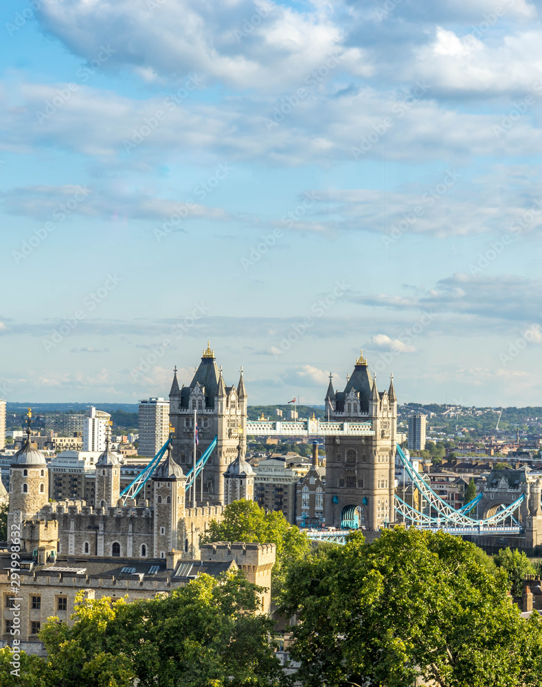 London skyline including Tower Bridge , city escape at beautiful day ...
