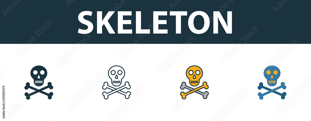 Skeleton icon set. Premium symbol in different styles from halloween ...